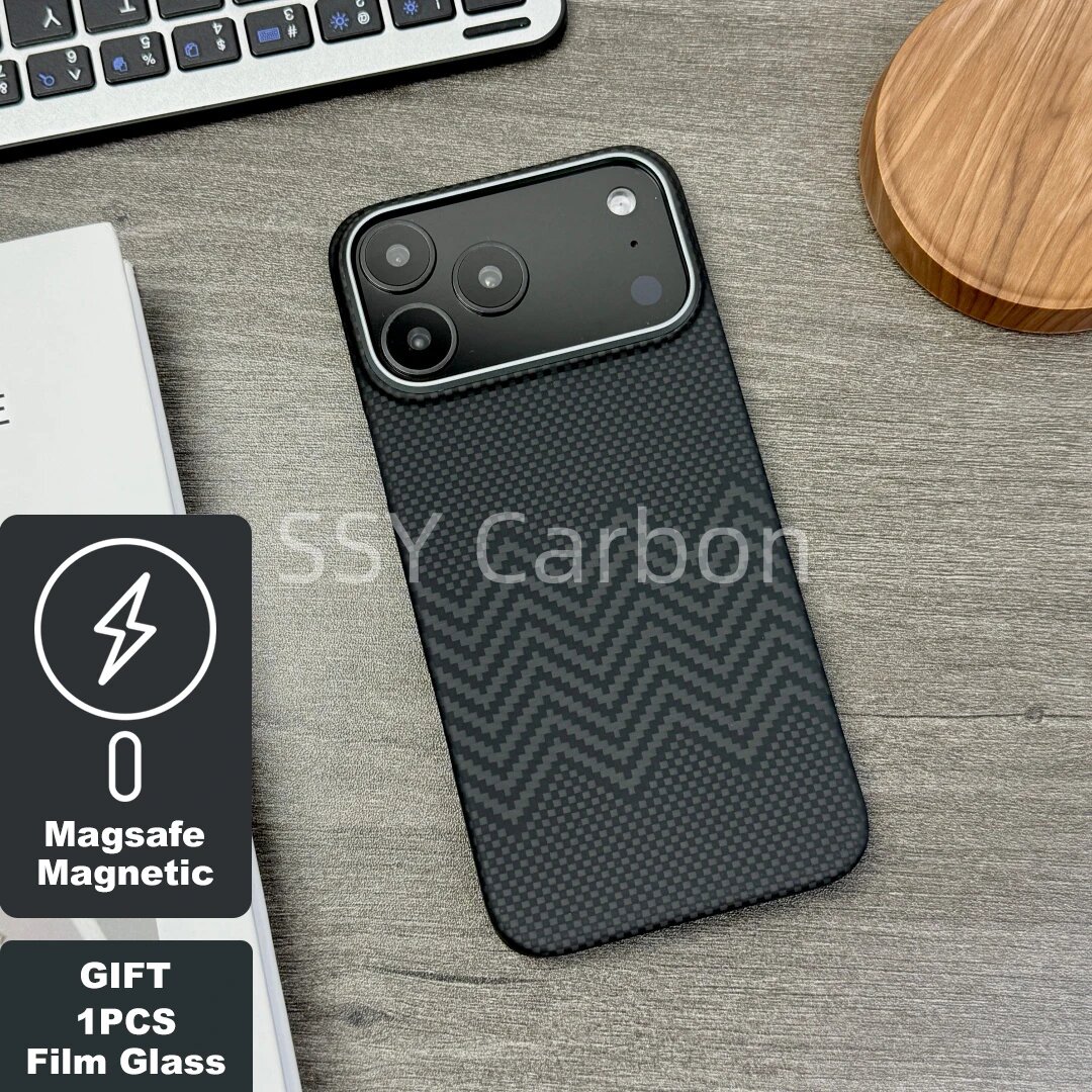 Кевларовый арамидный чехол для iPhone 17pro 17 pro max, чехол Magsafe из настоящего углеродного волокна, ультратонкий, сверхлегкий чехол для телефона, корпус