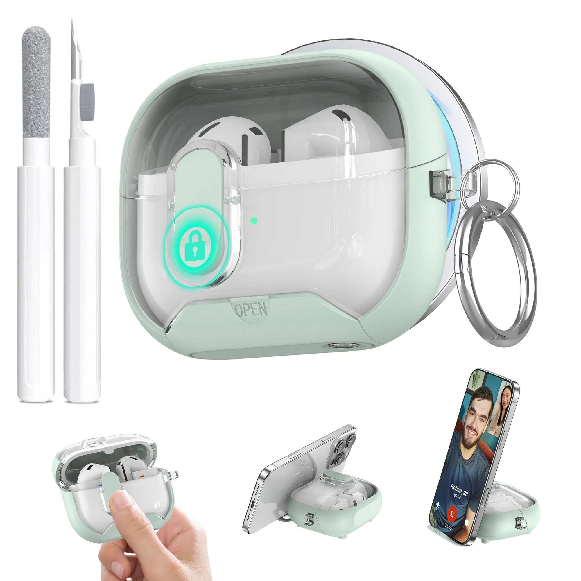Чехол для Samsung Galaxy Buds 3/Buds3 Pro/Buds3 FE For Galaxy Buds 3FE, Green with Pen