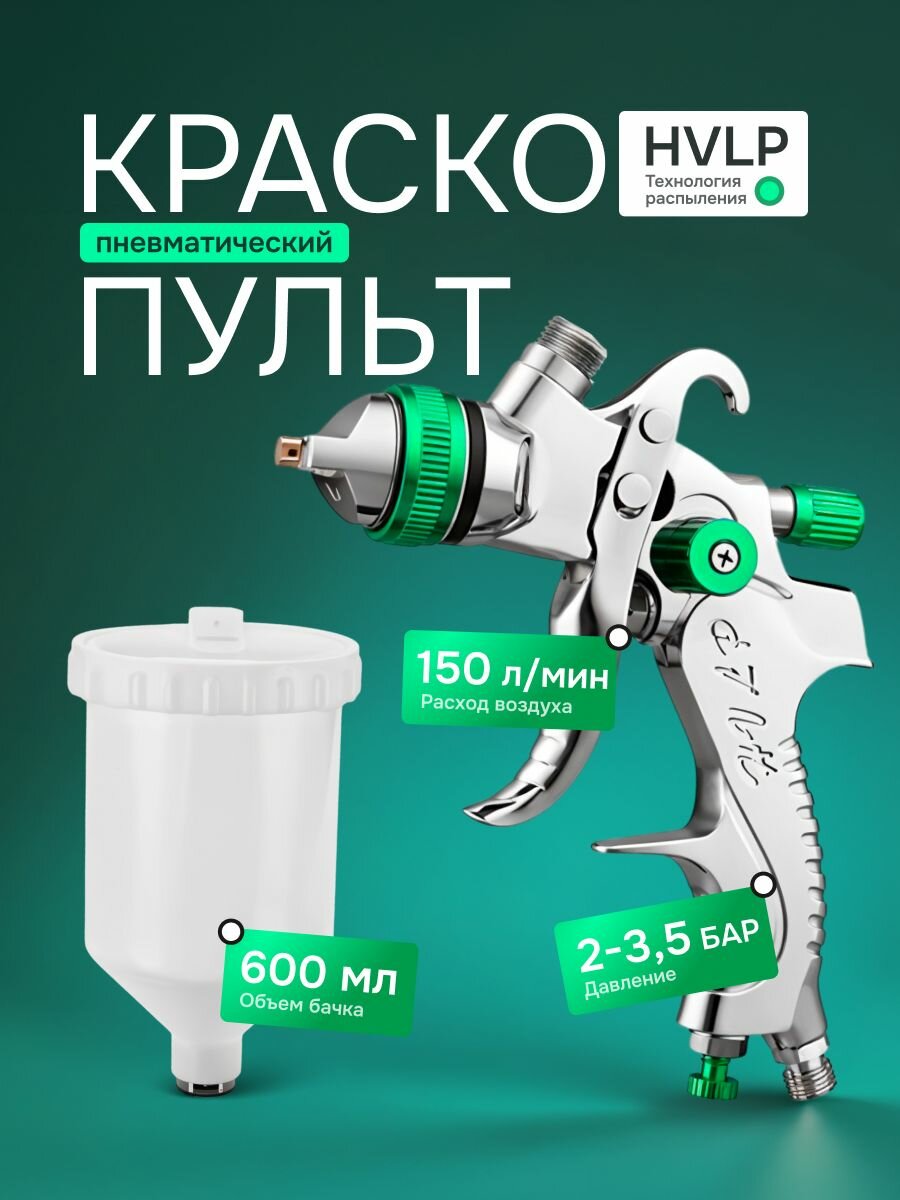 Краскопульт пневматический с набором сопел 1.42.0 мм для покраски, профессиональный распылитель краски