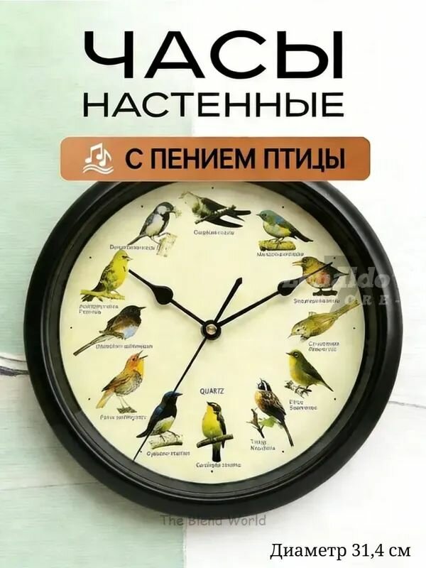 Настенные часы "часы с пением птиц настенные", 32 см х 32 см
