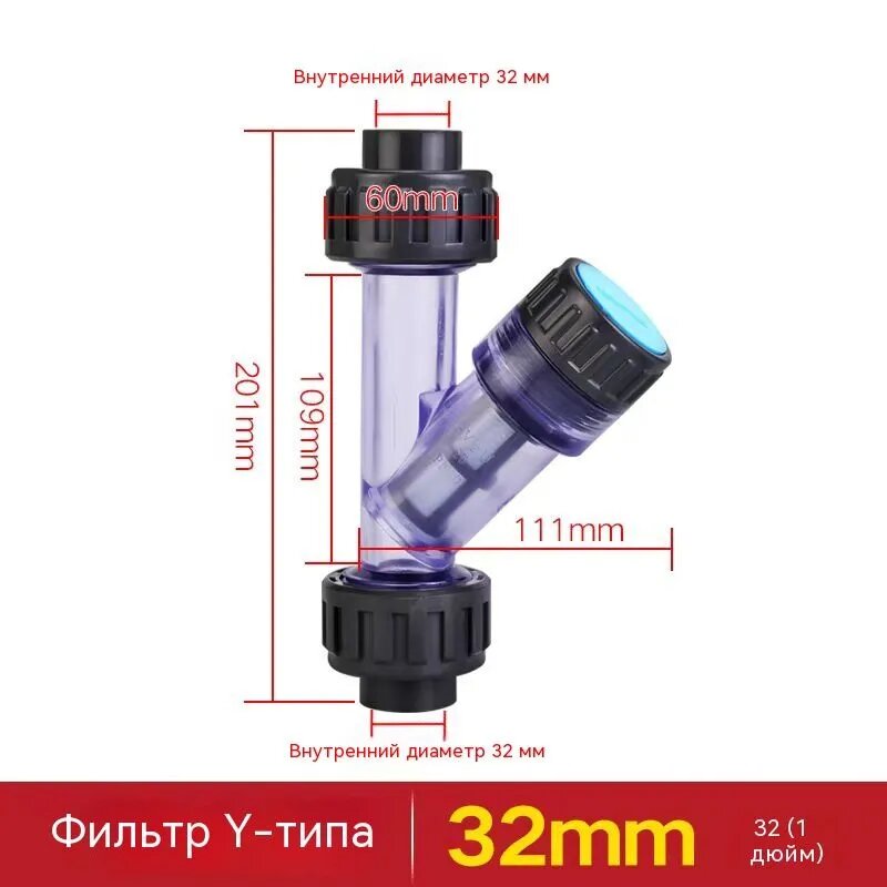 Фильтр сетчатый ПВХ(PVC-U) PPF-32 DN32 с разборными муфтовыми окончаниями под клеевое соединение/холодную сварку