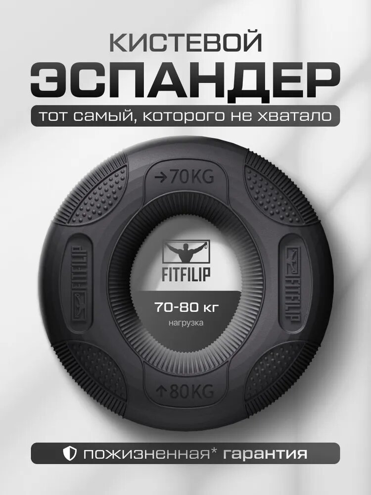 Эспандер кистевой FITFILIP, нагрузка 70кг - 80кг, двойной