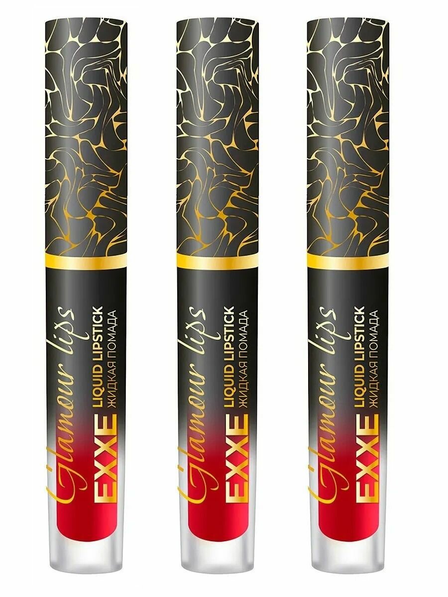 Жидкая губная помада EXXE Glamour lips Тон 03 Роскошный красный, 3 шт по 3 мл