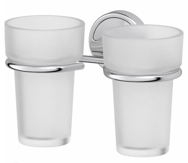 Стакан Classic Elite K042, двойной, крепление на шурупы, с держателем, хром