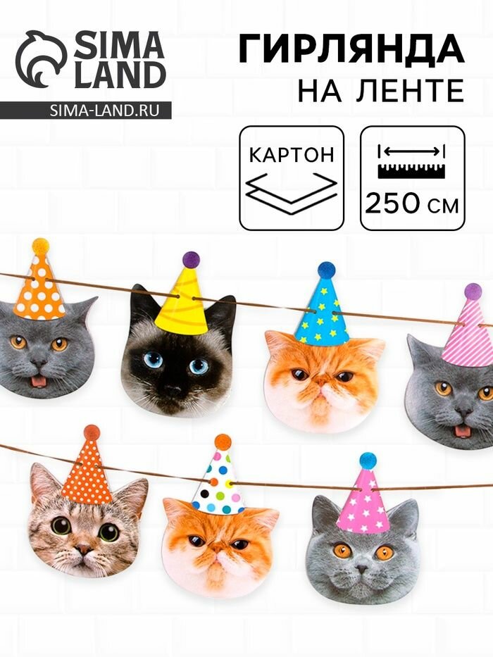 Гирлянда бумажная Котики , 250 см