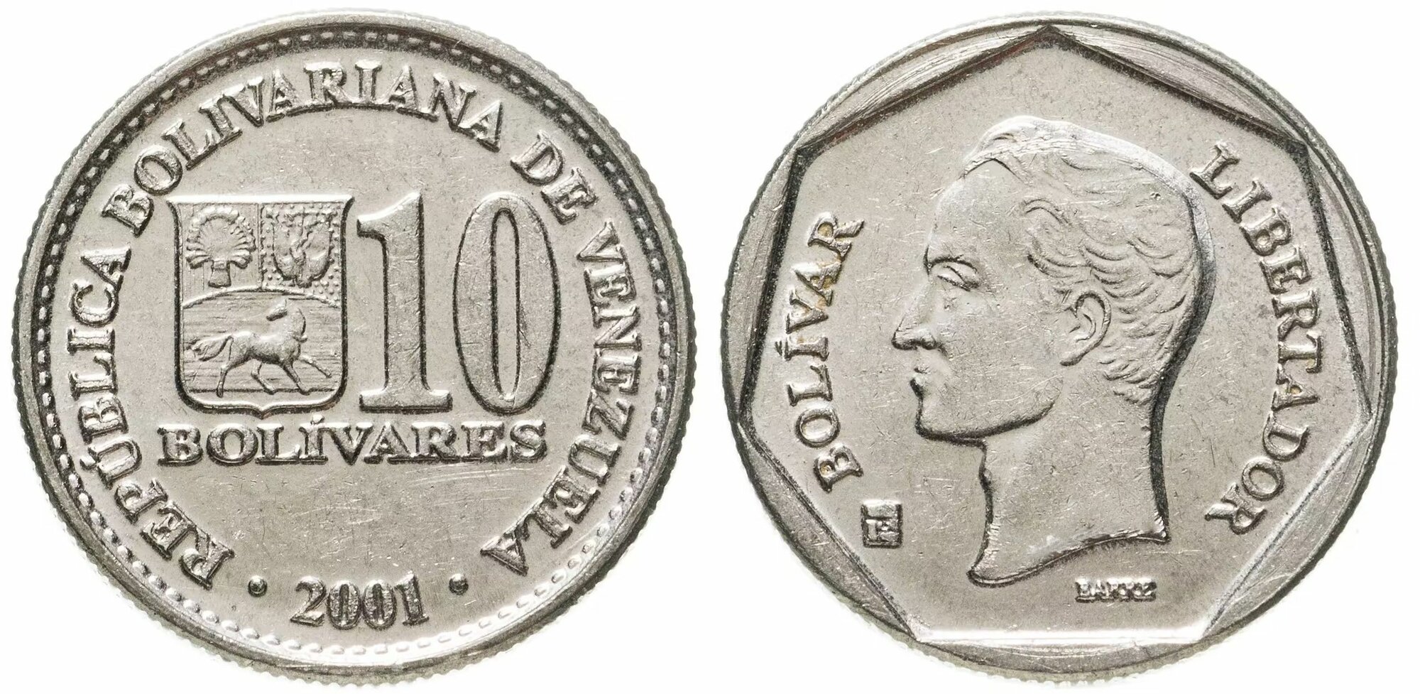 Венесуэла 10 боливаров, 2000 - 2001 Симон Боливар aUNC