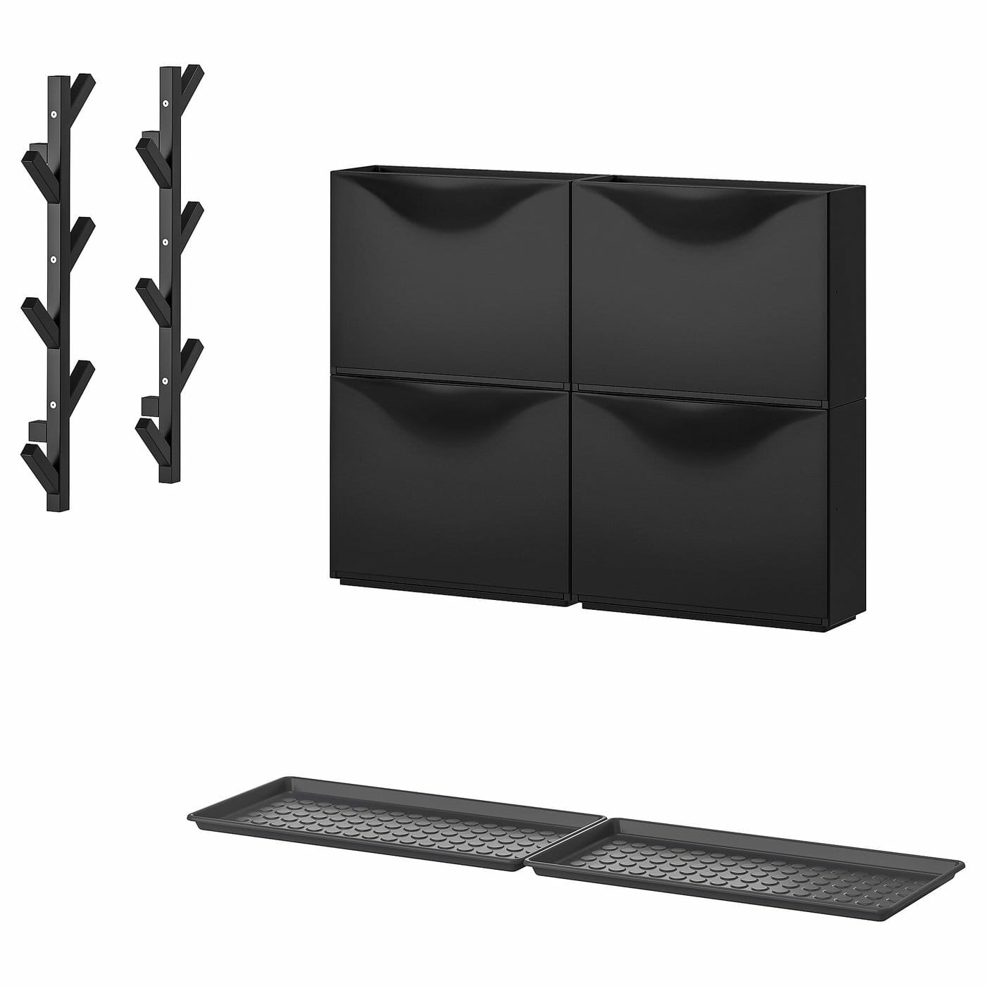 Обувница IKEA TRONES / BAGGMUCK 295.278.36, черный, серый, 6 шт.