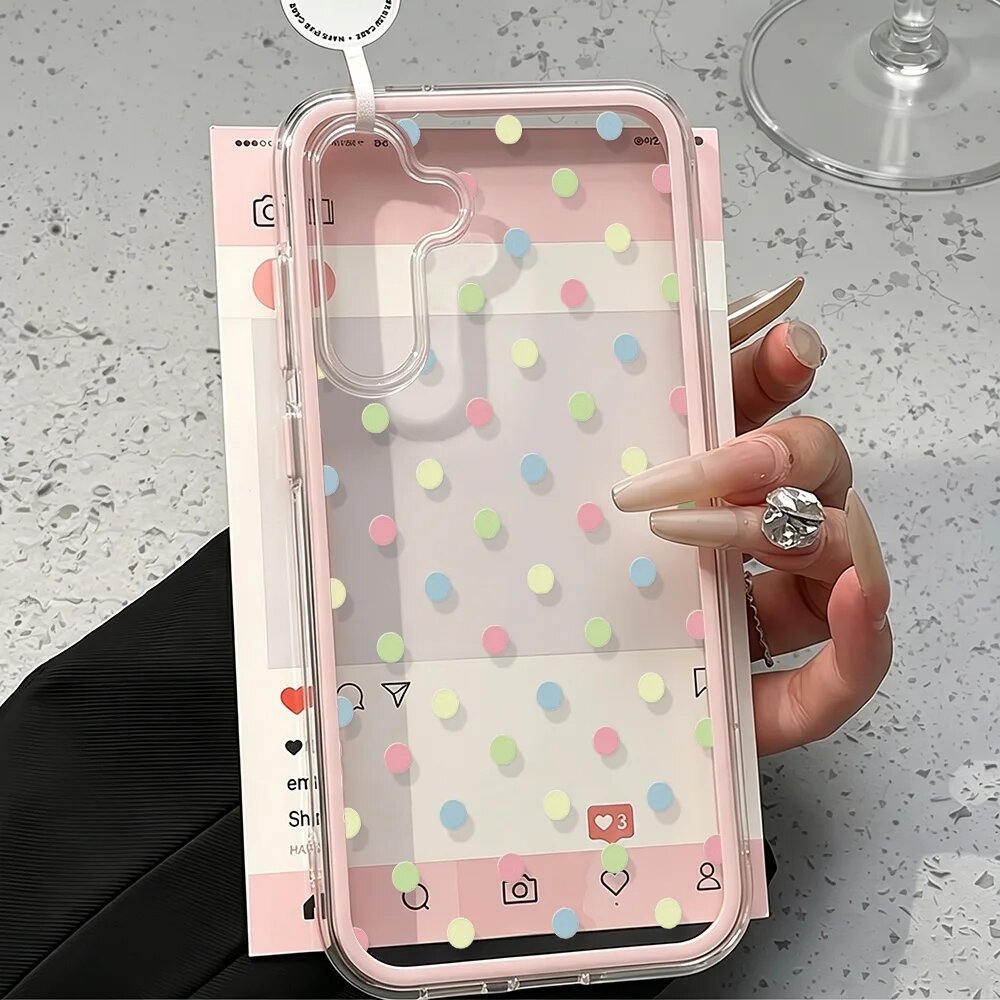 Красочный Силиконовый Чехол В Горошек Для Samsung A37 A57 A17 A07 S26 Ultra Galaxy A57, Pink KS18