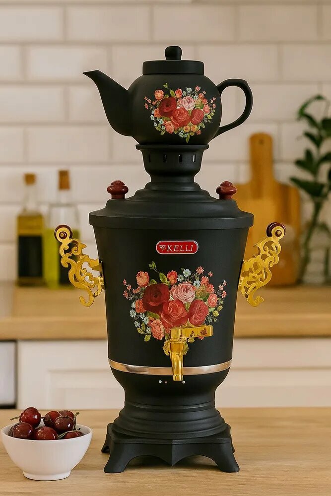 KELLI Электрический самовар KL-1477, черный