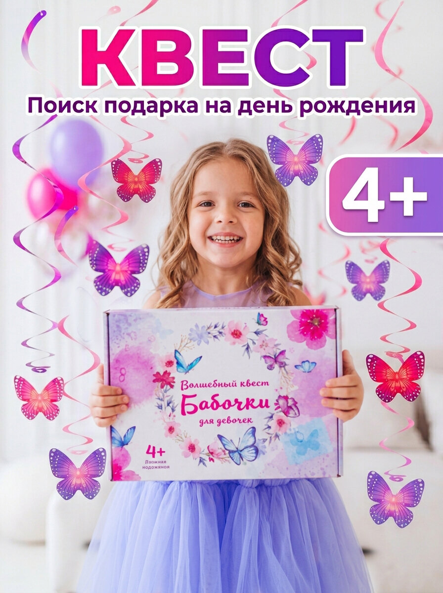 Квест на день рождения для девочки "Бабочки" игра - сюрприз по поиску подарка для дома