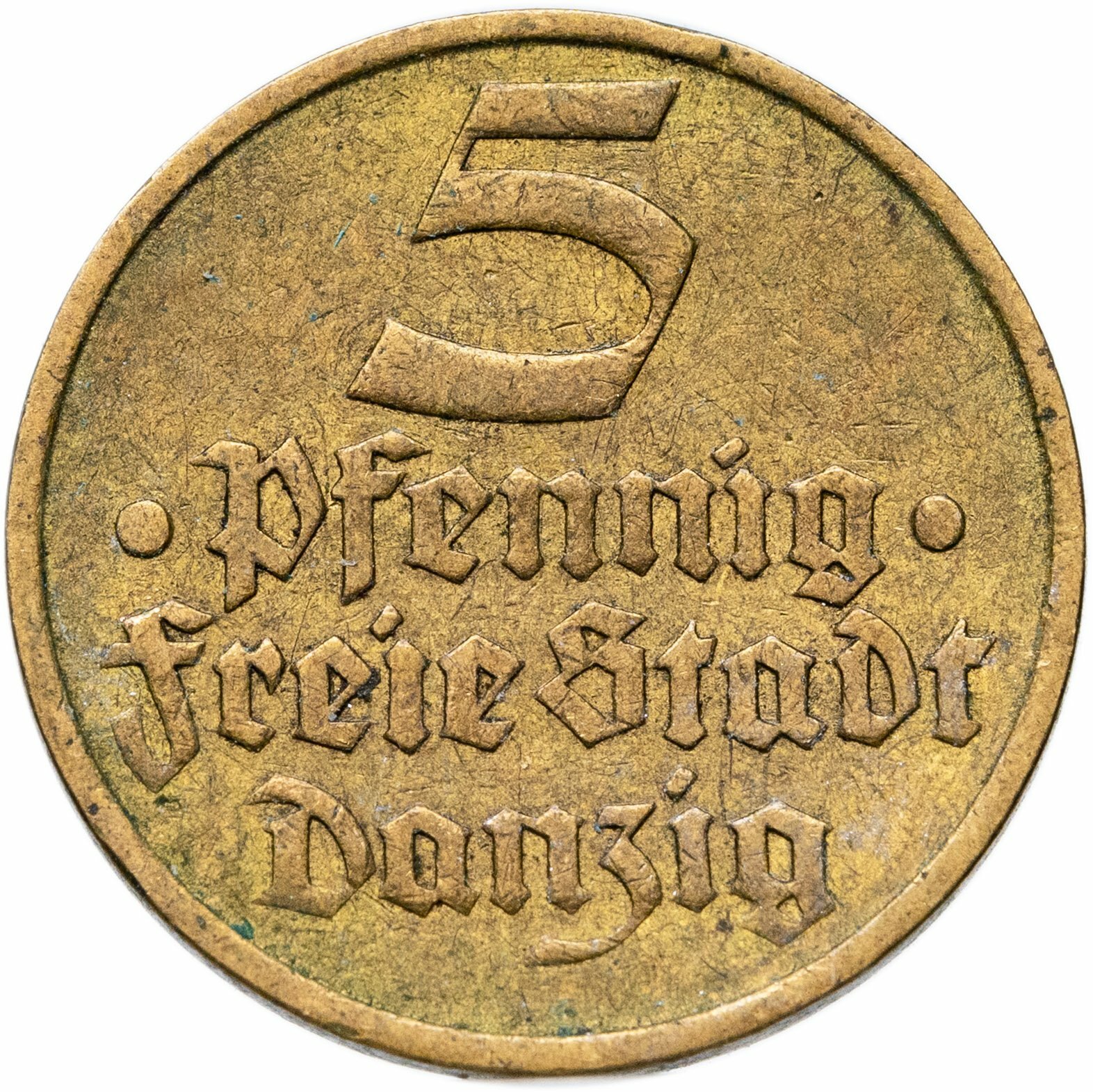 Данциг 5 пфеннигов pfennig 1932, Бронза, в сохранности VF-XF