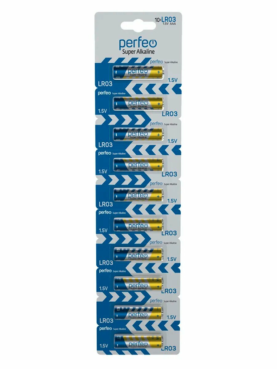 Батарейки мизинчиковые Perfeo AAA 1.5V (LR03), алкалиновые, 10 шт