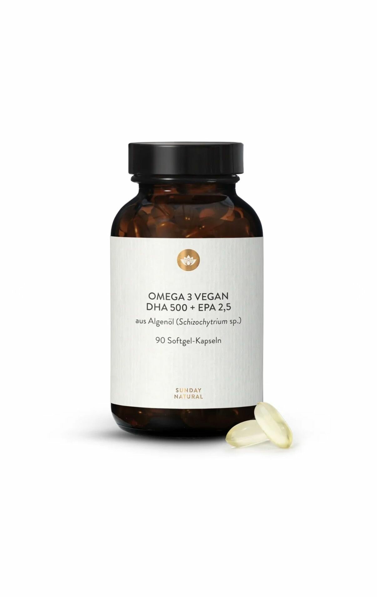 Sunday Natural, Omega-3 Vegan DHA 500 + EPA 2,5, Омега-3 ДГК 500 + ЭПК 2,5, 90 капсул
