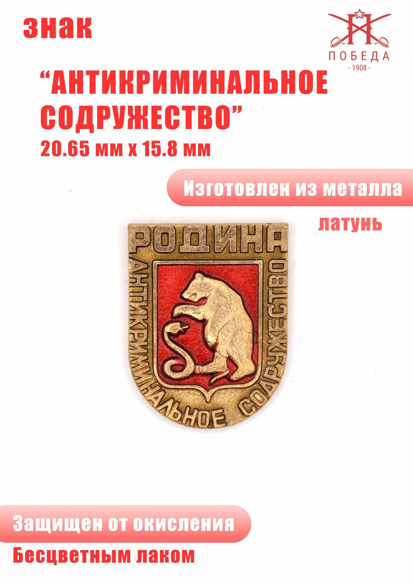 Значок Антикриминальное содружество Родина