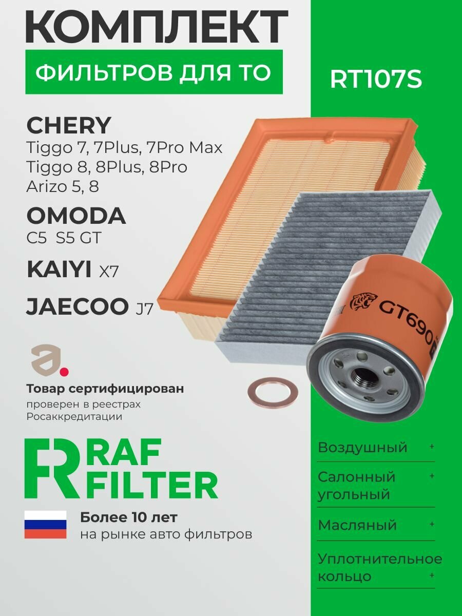 Комплект фильтров Chery Tiggo 7, Tiggo 8, Чери Тигго 7, Тигго 8, Arizo 5, 8, Аризо, Omoda C5, S5 GT, Омода, Kaiyi X7, Каи Х7, Jaecoo J7, Джейку, ОЕМ 151000079AA, F4J201012010