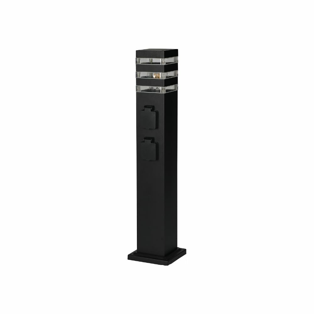Светильник уличный напольный IN HOME ТБУ POLO-SP600-2WO-1xA60-BL 600мм, 2 розетки с з/к, черный IP54 4690612061825
