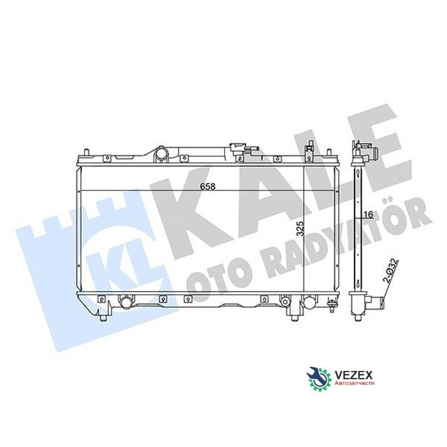 KALE 351965 Радиатор охлаждения для а/м Toyota Avensis (97-)/Corona (97-) 1.6i/1.8i MT паяный