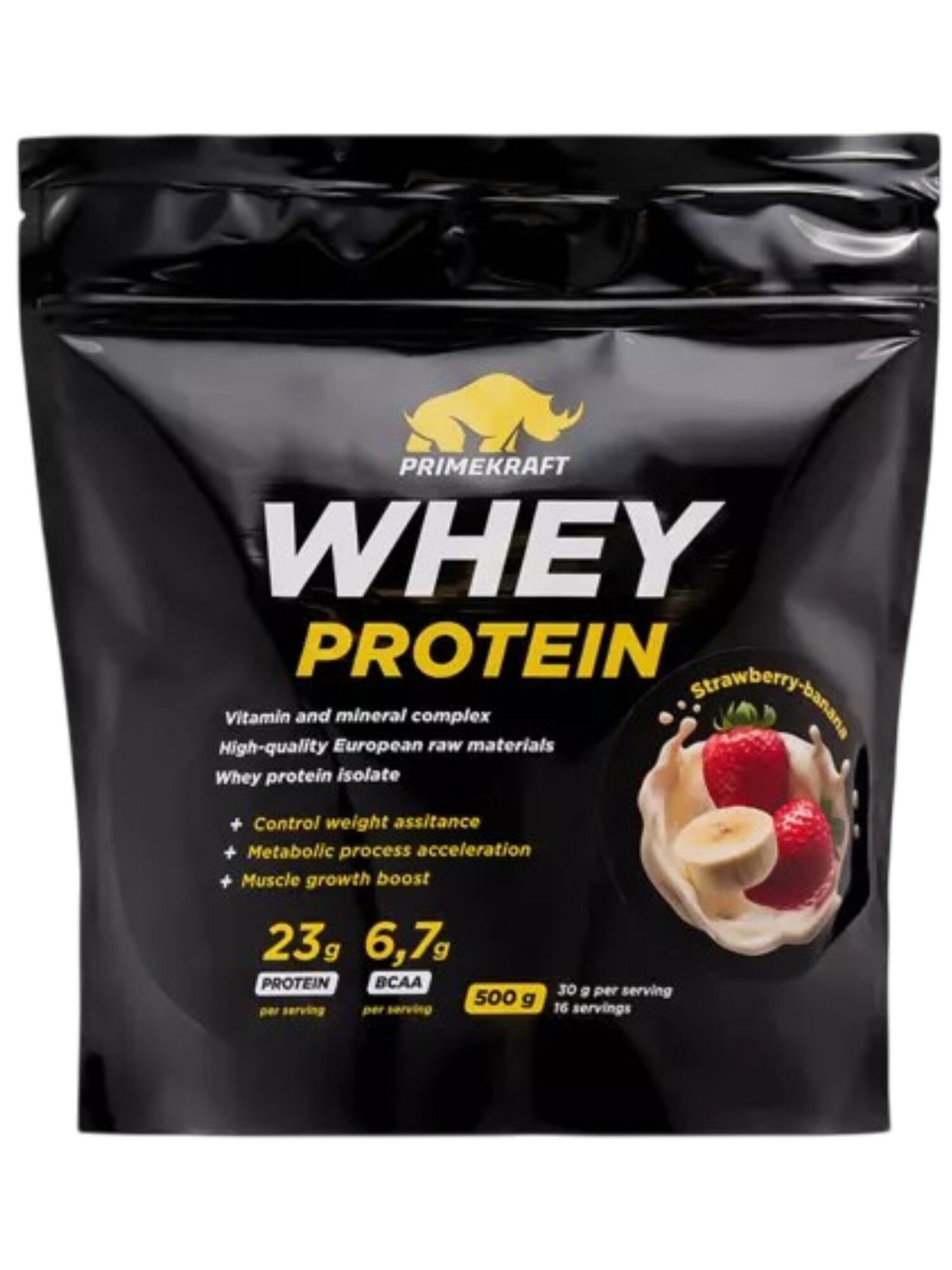 Сывороточный протеин PRIMEKRAFT Whey Protein 500 г, Клубника-банан