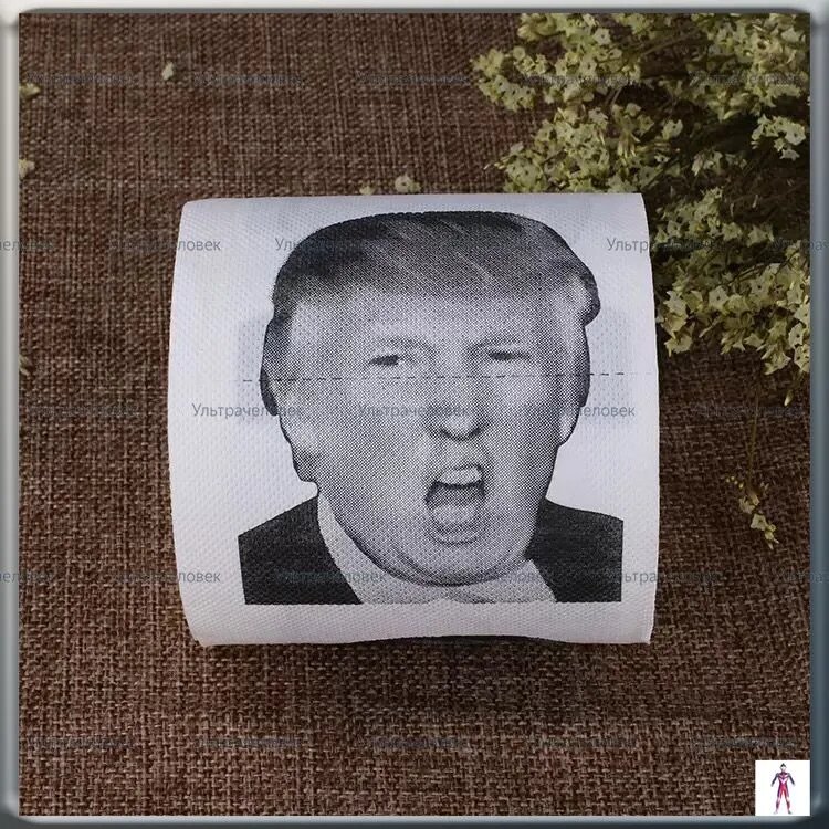 Сувенирная туалетная бумага с принтом Трампа оригинальный подарок с юмором 1 шт