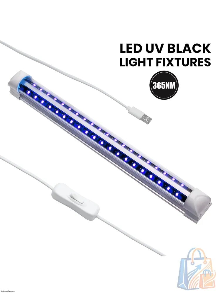 365Nm 40 Светодиодов 5V 10W УФ-Лампа с USB питанием, стрип-лайт для вечеринок, современный дизайн, 32 см.