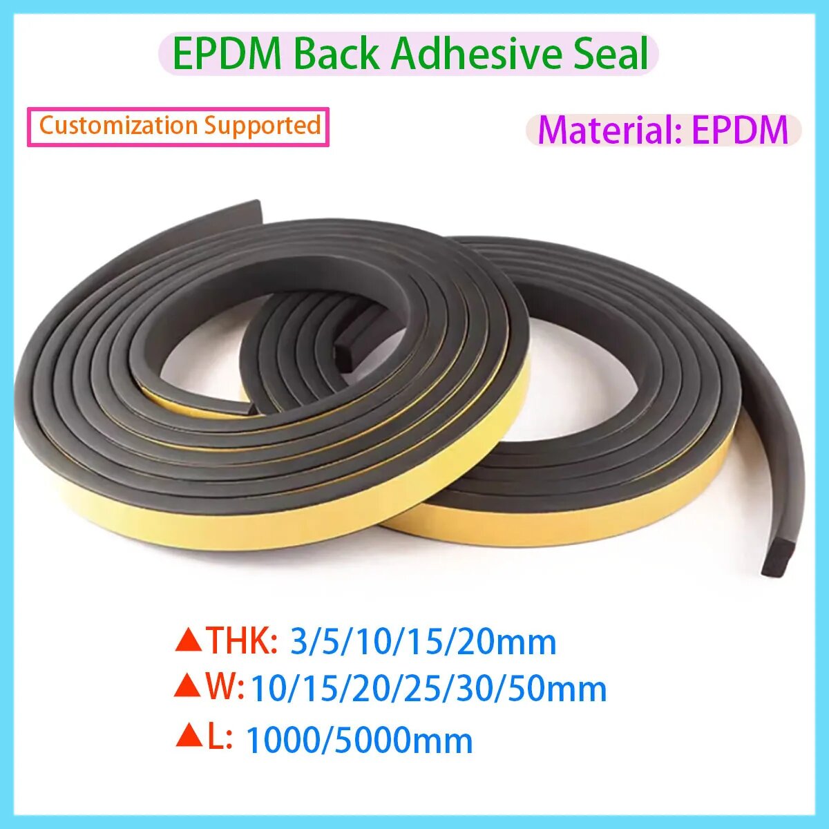 Уплотнительная лента EPDM черная 2x15mm x10M