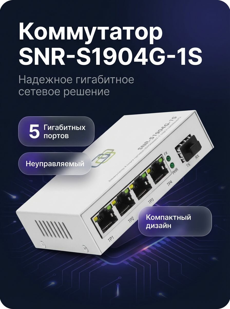 Коммутатор SNR SNR-S1904G-1S, неуправляемый