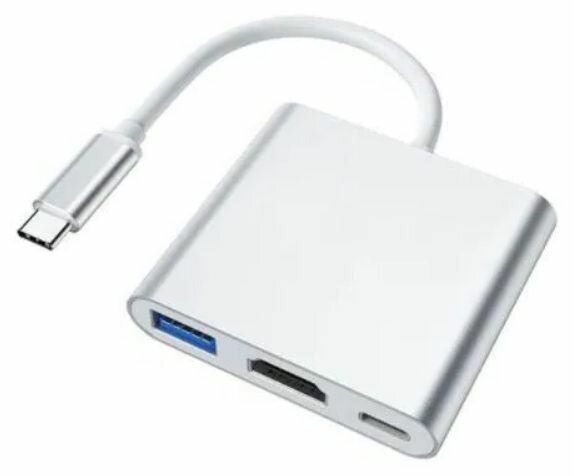 USB Hub Focxonn 2010N1 USB С Вилка to HDMI - 3 in 1 USB 3.0, Type-C серебристый