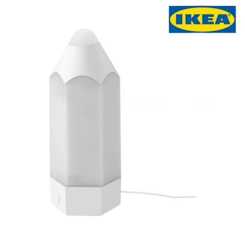 Ночник IKEA детский настольный белый с голубым свечением — фото 1