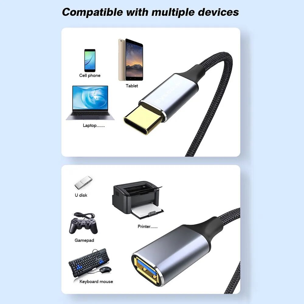 Удлинитель кабеля USB Type-C/USB 3.0 Type-A, 2 м, черный — фото 1