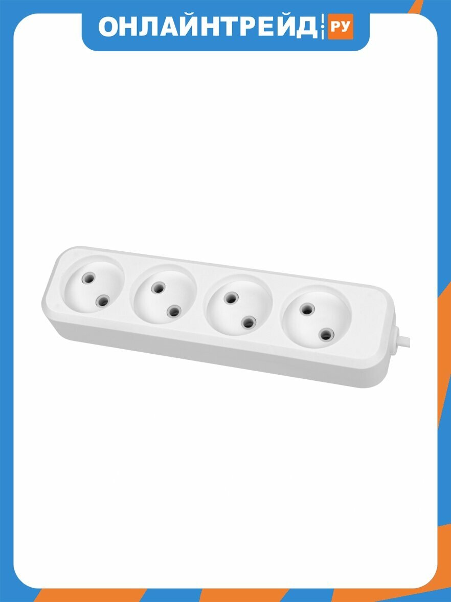 Удлинитель Tdm Electric 4 гнезда, 1,5 метра, б/з, 10 А, 2300 Вт, белый, народный, SQ1303-1315