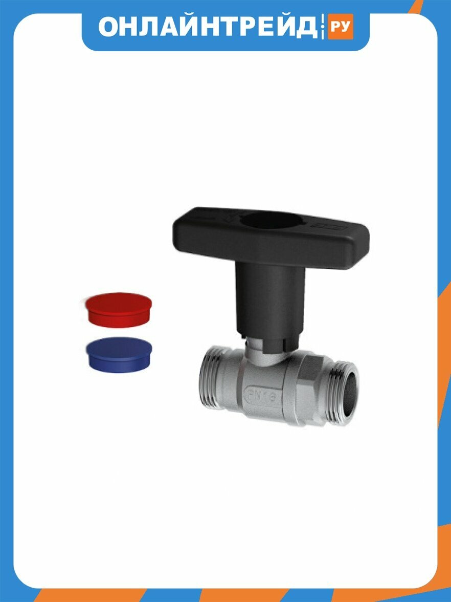 Кран шаровой Far 3/4" НР, высокая черная ручка, хромированный