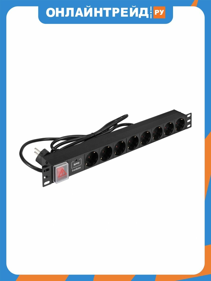 Блок розеток Exegate ServerPro PDU-19H802 Al-8S-EU1.8CU-SW-SPD1 (EX299604RUS)