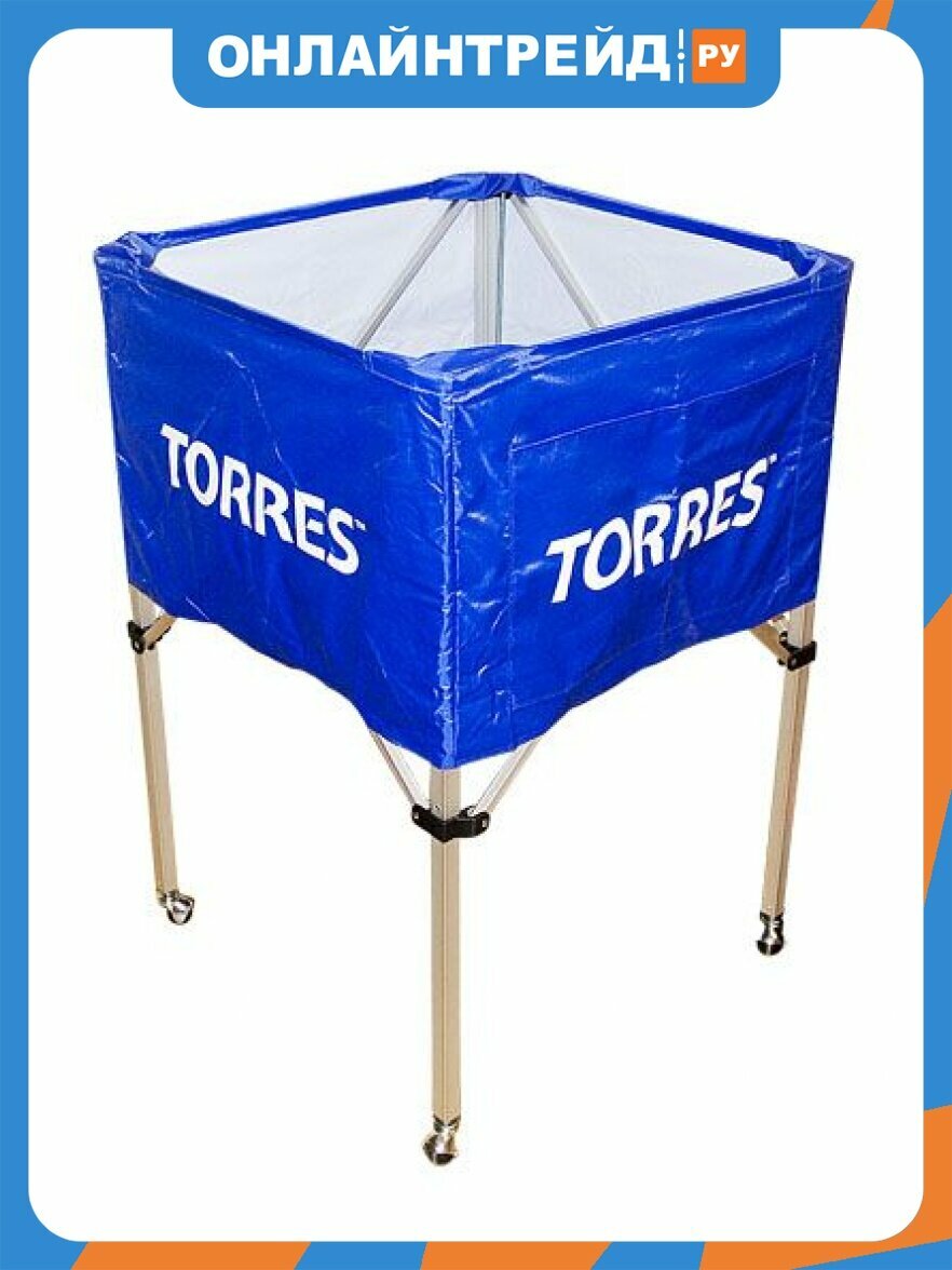 Тележка для мячей Torres на 25-30 шт, дл. 67см, глуб.45 см, выс.103 см, сине-белая (SS11022)
