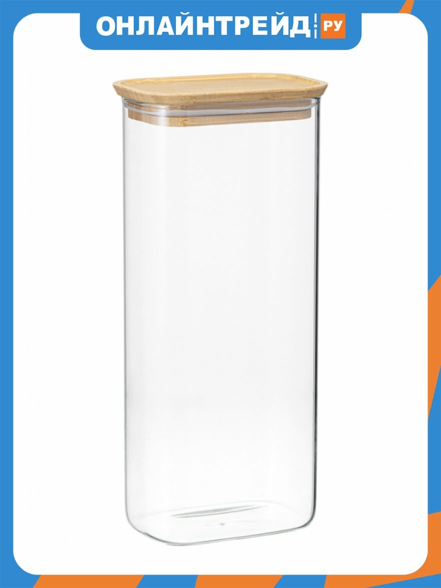 Банка для хранения Smart Solutions Glass Bamboo прямоугольная, 2 л (SS0000169)