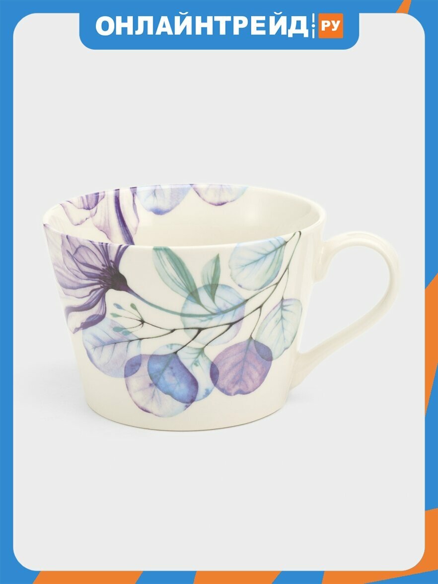 Кружка Anna Lafarg Magic flowers Азалия фиолетовая 480 мл, фарфор, белый (ANLAF2-TC478-A2001-D)