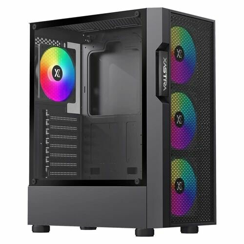 Компьютерный корпус XASTRA A302 (A302-BK-FC120FRGB-4F-GL) черный - Midi Tower, ATX, USB 3.2 Gen 1 Type-A, USB 3.2 Gen 2 Type-C