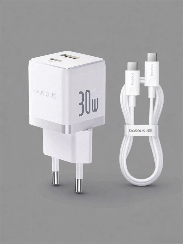 Baseus Сетевое зарядное устройство Baseus Palm Fast Charger 30W 1xUSB-C 1хUSB-A с кабелем Type-C PD QC 3.0 (CCZC30UE) P1011160A213-01 белый