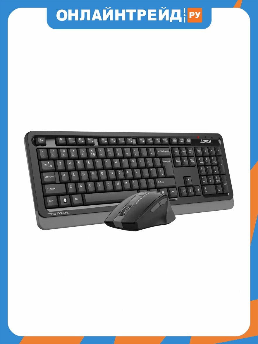 Комплект: клавиатура и мышь A4TECH Fstyler FG1035, беспроводной, черный/серый (FG1035 GREY)