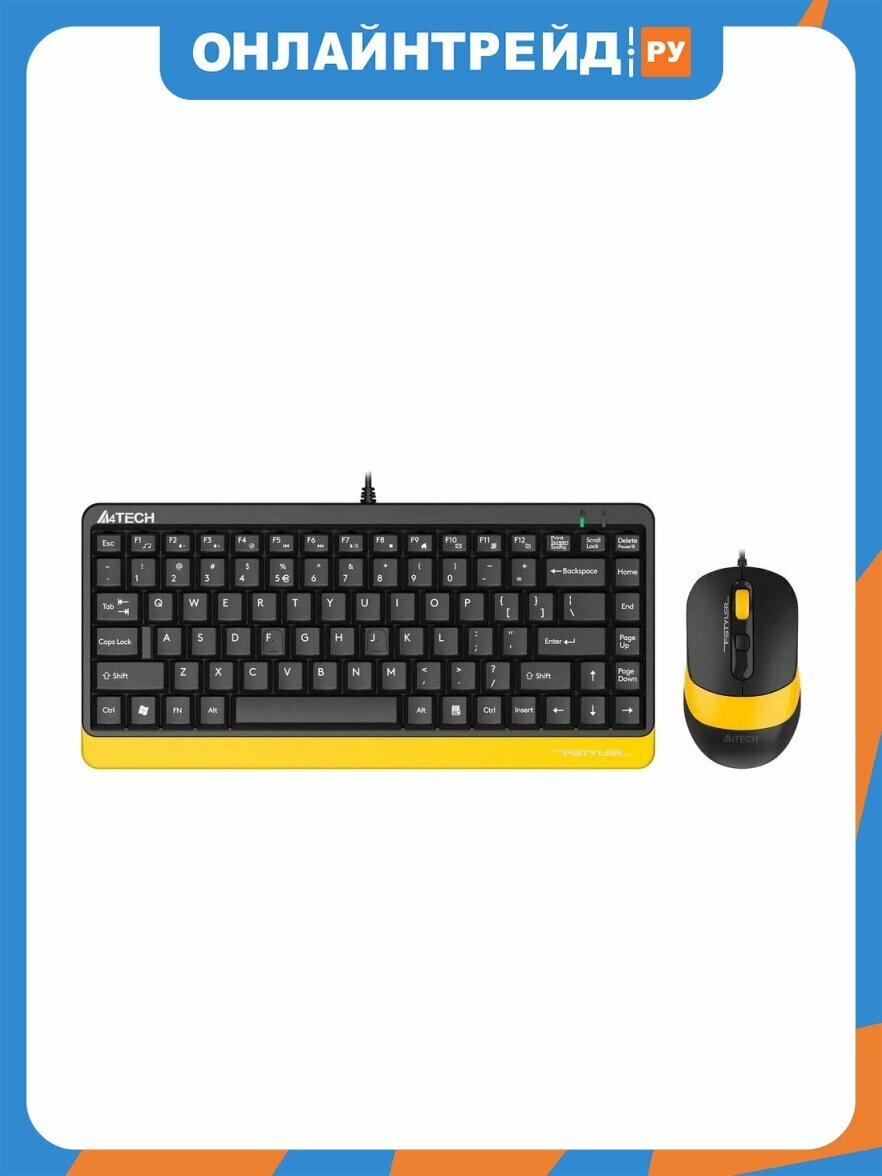 Комплект клавиатура и мышь A4TECH Fstyler F1110 черный/желтый (F1110 BUMBLEBEE)