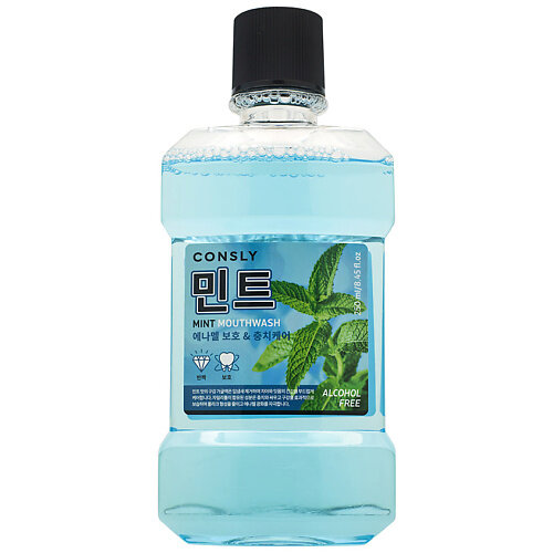 CONSLY Ополаскиватель для полости рта с ксилитом и вкусом мяты Mint Mouthwash, 250 мл
