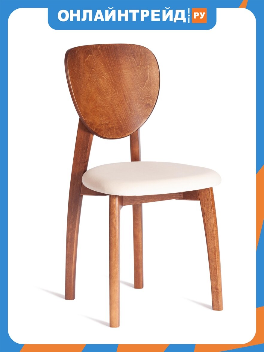 Стул Tetchair DIAMANTE мягкое сидение / 1 шт. в упаковке бук, 42x42x85см, коричневый, ткань Tenerife Cream