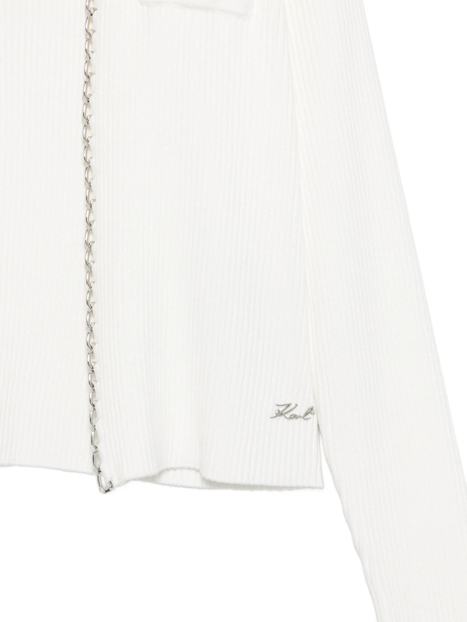 Кардиган Karl Lagerfeld Chain-trim ribbed cardigan, размер 36 — фото 1