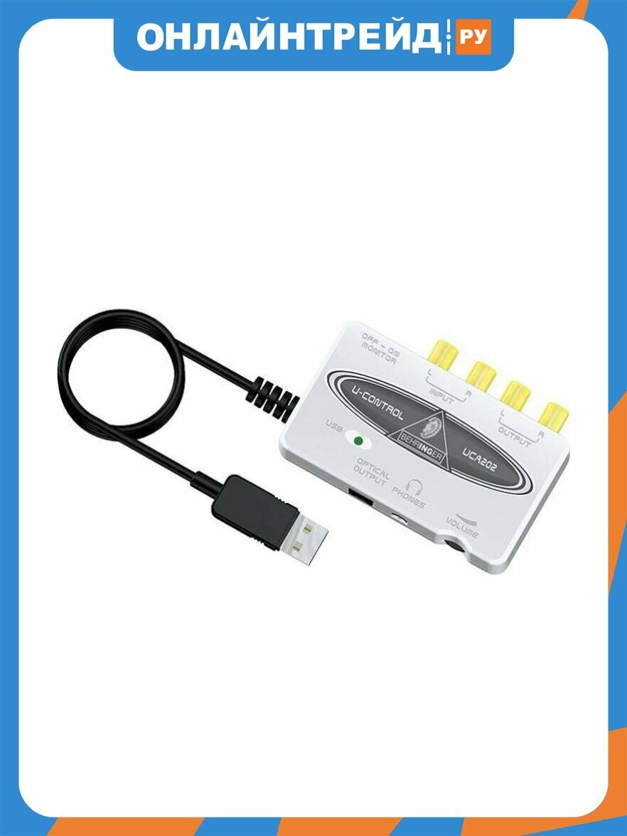 Аудиоинтерфейс Behringer UCA202 внешний USB для записи и воспроизведения звука на компьютере (PC / MAC)