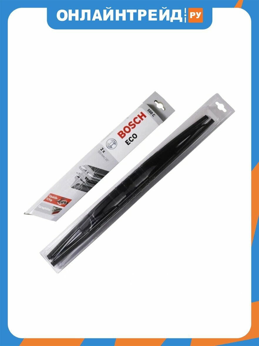 Щетка стеклоочистителя Bosch ECO 500мм/20", 500мм/20", каркасная, комплект, 3397005161