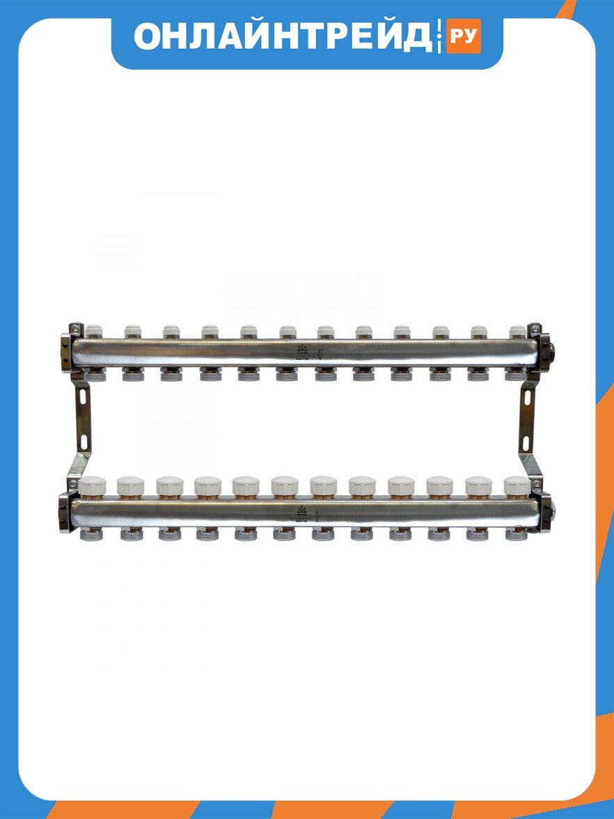 Коллектор Gekon 1"x3/4"EU, отв.-12 (в комплекте термостат, вентиль)