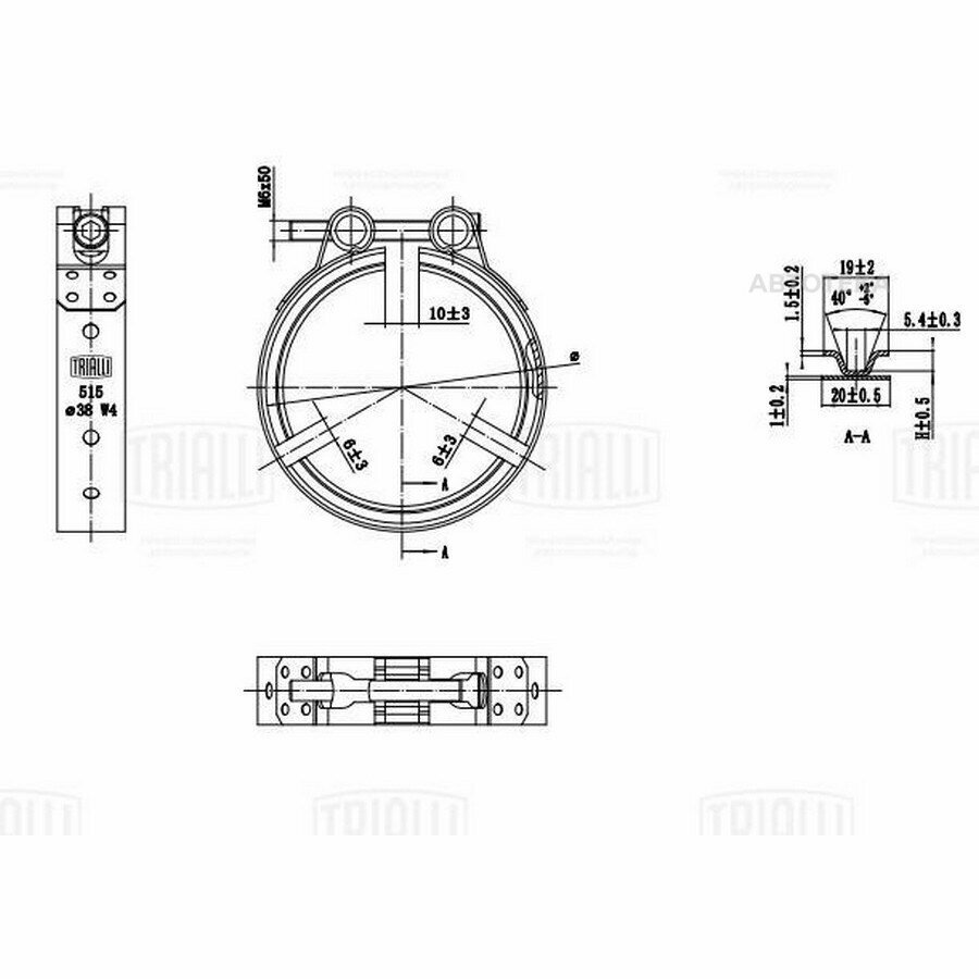 Хомут глушителя V-band с фланцами D=70 мм (нерж. сталь) (VCB 70 SS) TRIALLI VCB70SS