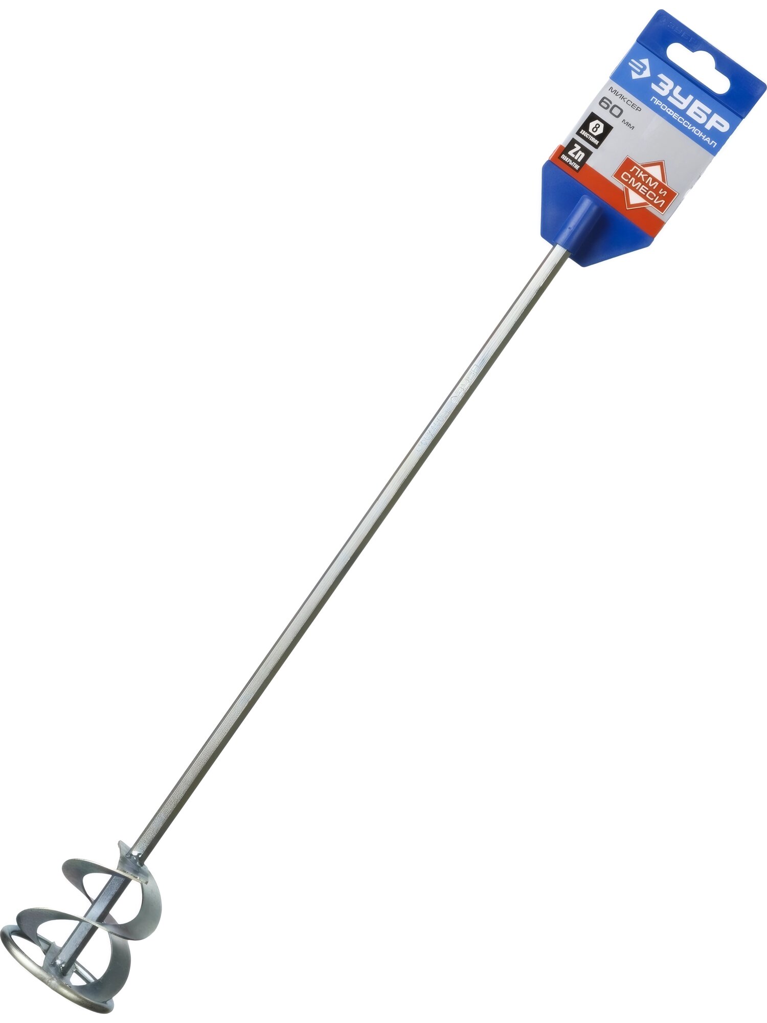 Насадка на миксер для красок ЗУБР 60 х 400 мм шестигранный хвостовик — фото 1