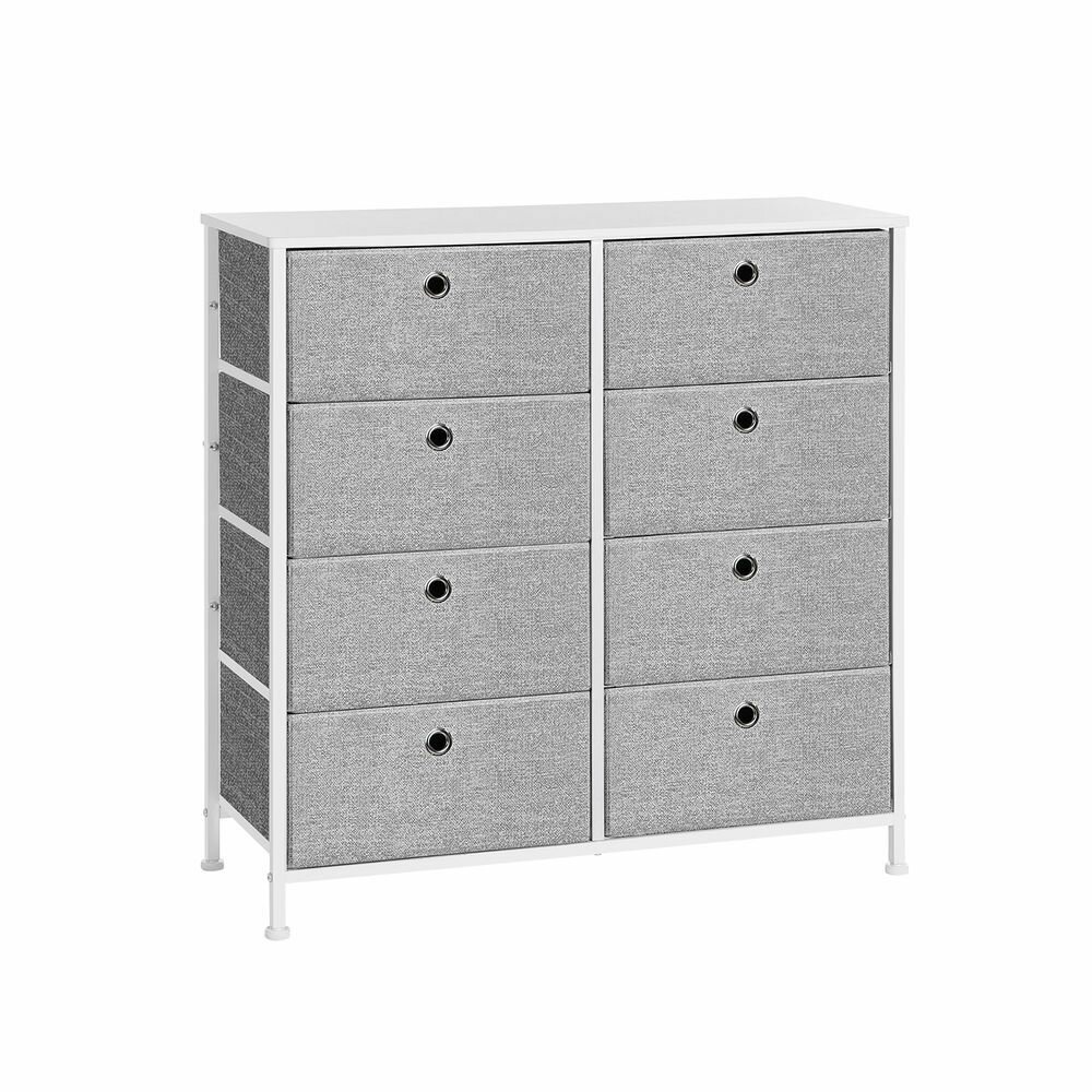 Комод с 8 выдвижными ящиками SONGMICS, 30 x 80 x 81.5 см цвет светло-серый/белый, LTS24W