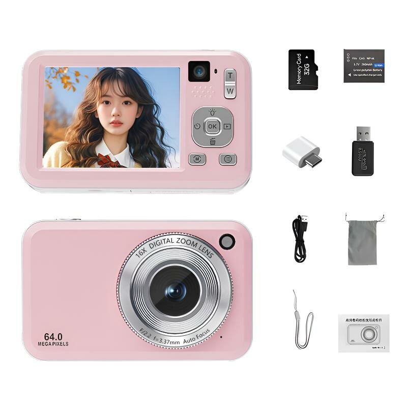 Цифровая камера унисекс SONGDIAN DC315 Fairy Pink+32GB Internal Memory[64MP+Dual Rear Cameras+Flashes]