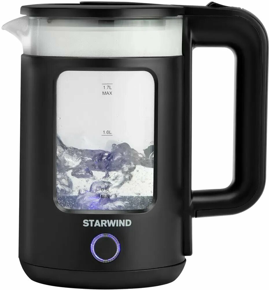 Чайник электрический STARWIND SKG1053 1.7 л черный, прозрачный